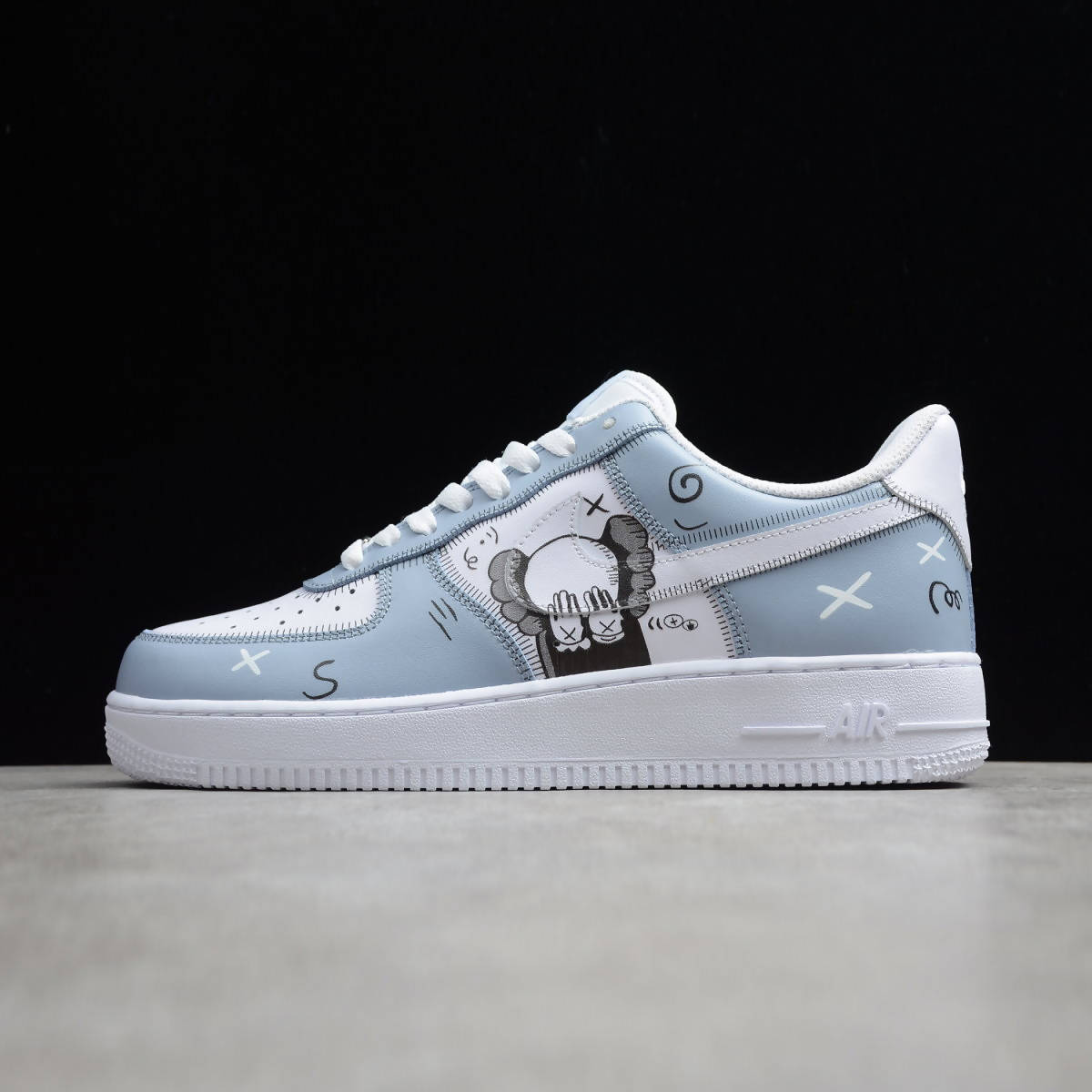 Custom Air Force 1 Baby Blue With Cartoon Patterns – oicustom
