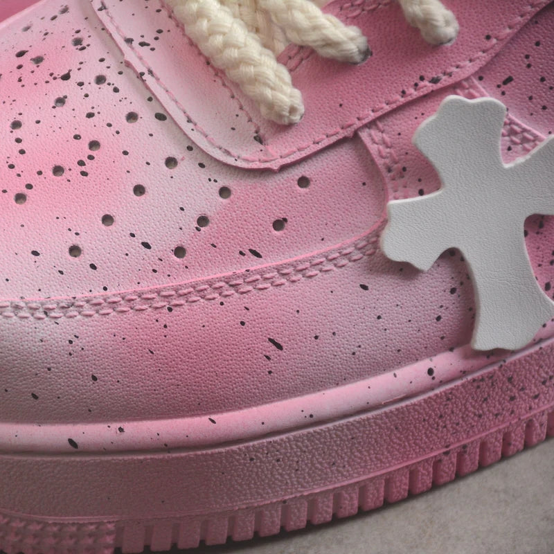 Custom Air Force 1 Pink With Cross Patterns – oicustom