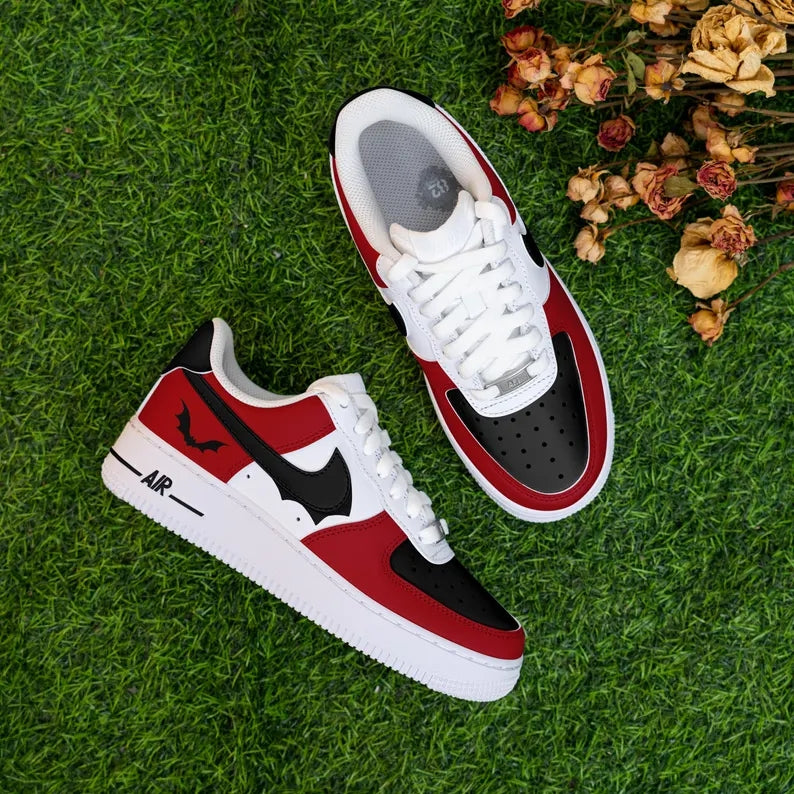 Custom Air Force 1 Red Black Bat Pattern – oicustom