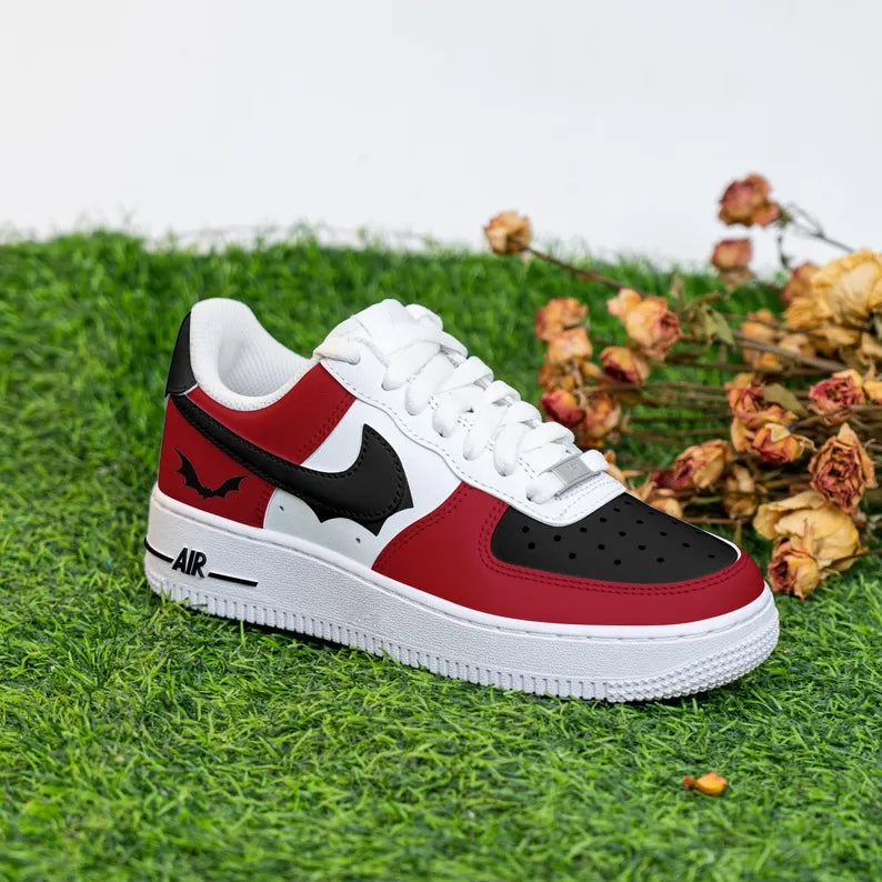 Custom Air Force 1 Red Black Bat Pattern – oicustom