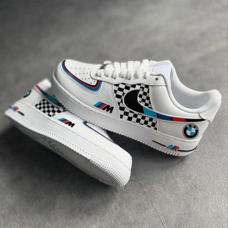 Custom Air Force 1 White Black Checkerboard BMW Design – oicustom