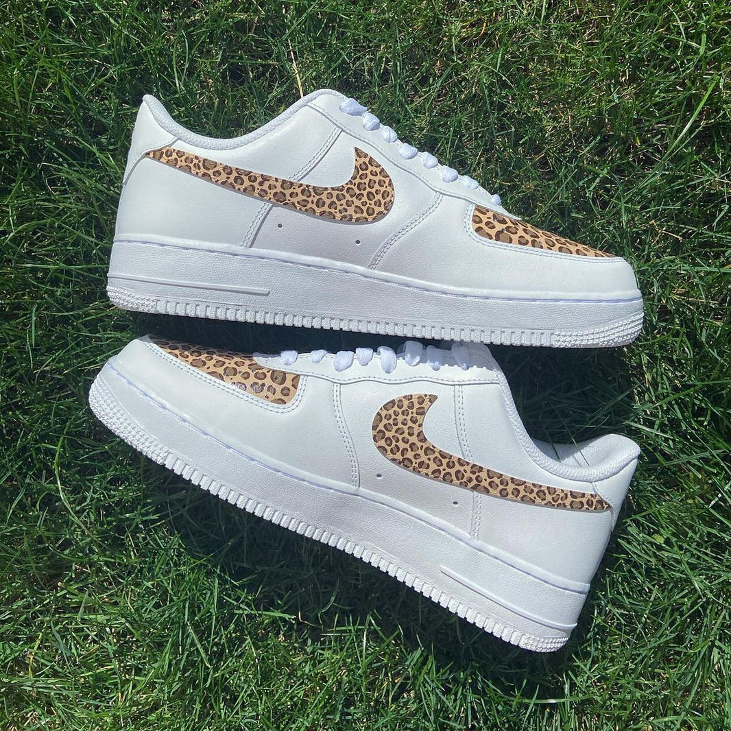 Custom Air Force 1 White Brown Leopard Print – oicustom