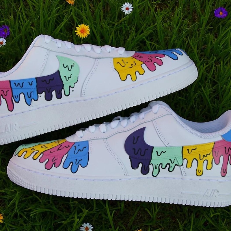 Custom Air Force 1 White Colorful Drip Pattern – oicustom