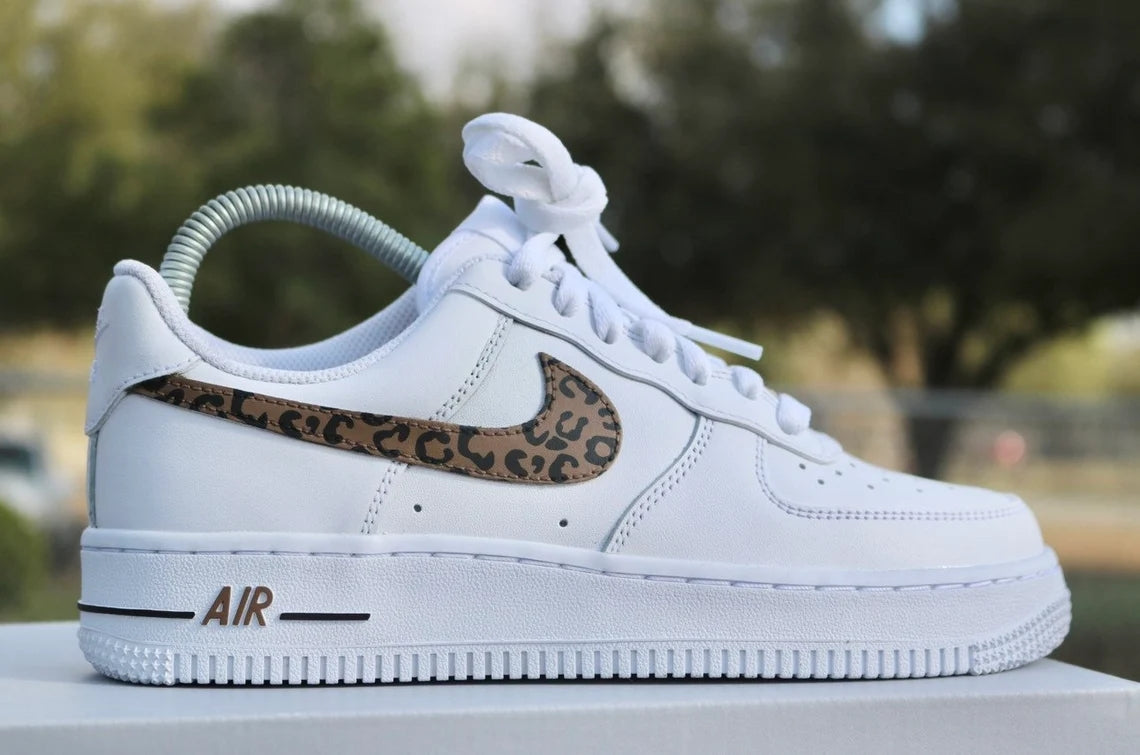 Custom Air Force 1 White Leopard Print Swoosh – oicustom