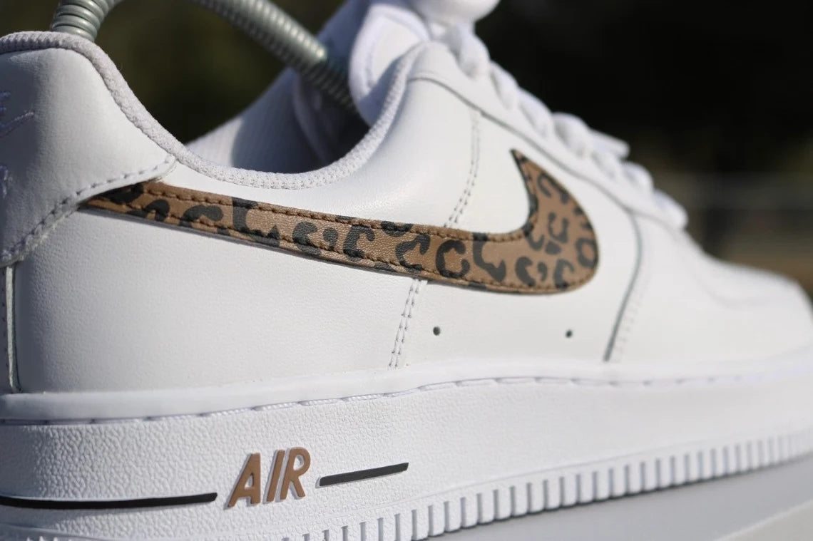 Custom Air Force 1 White Leopard Print Swoosh – oicustom
