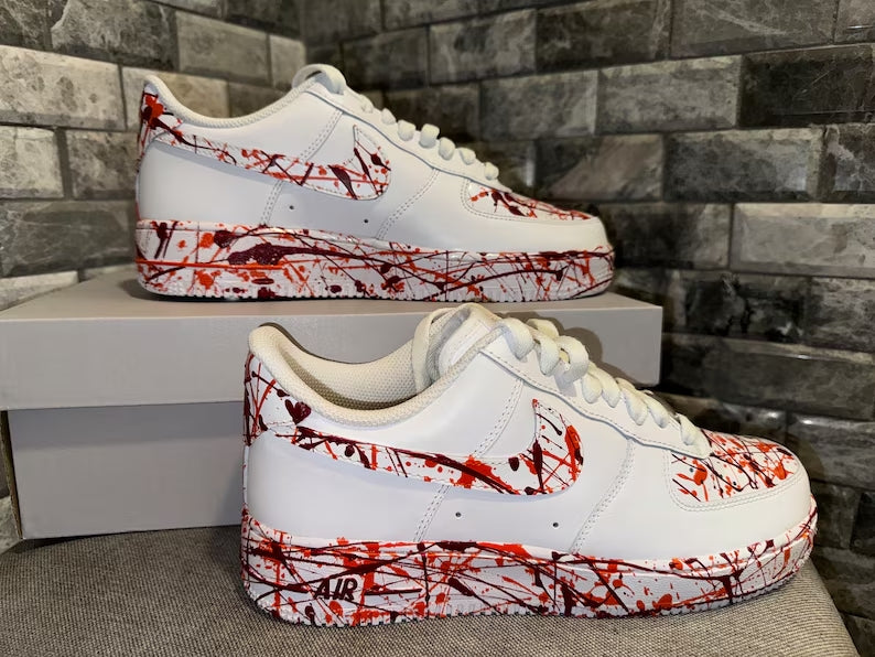Custom Air Force 1 White Red Black Splatter – oicustom