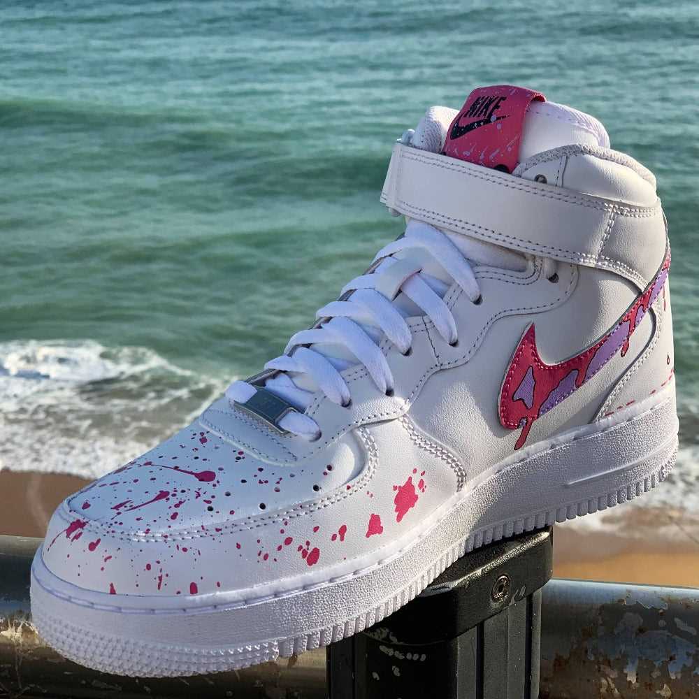 Custom Air Force 1 White With Pink Splatter Patterns – oicustom