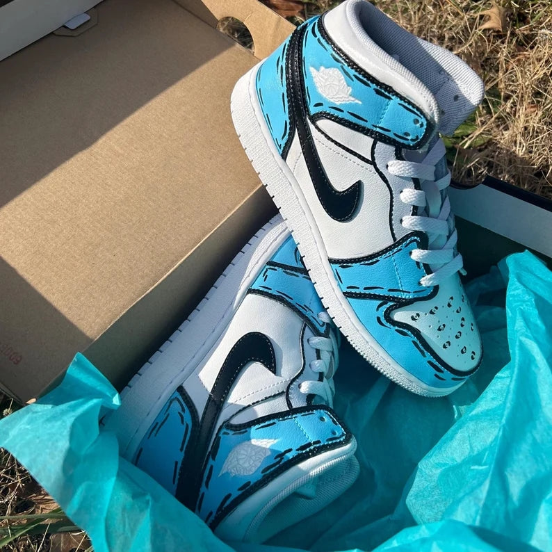 Custom Air Jordan 1 Baby Blue Cartoon – oicustom