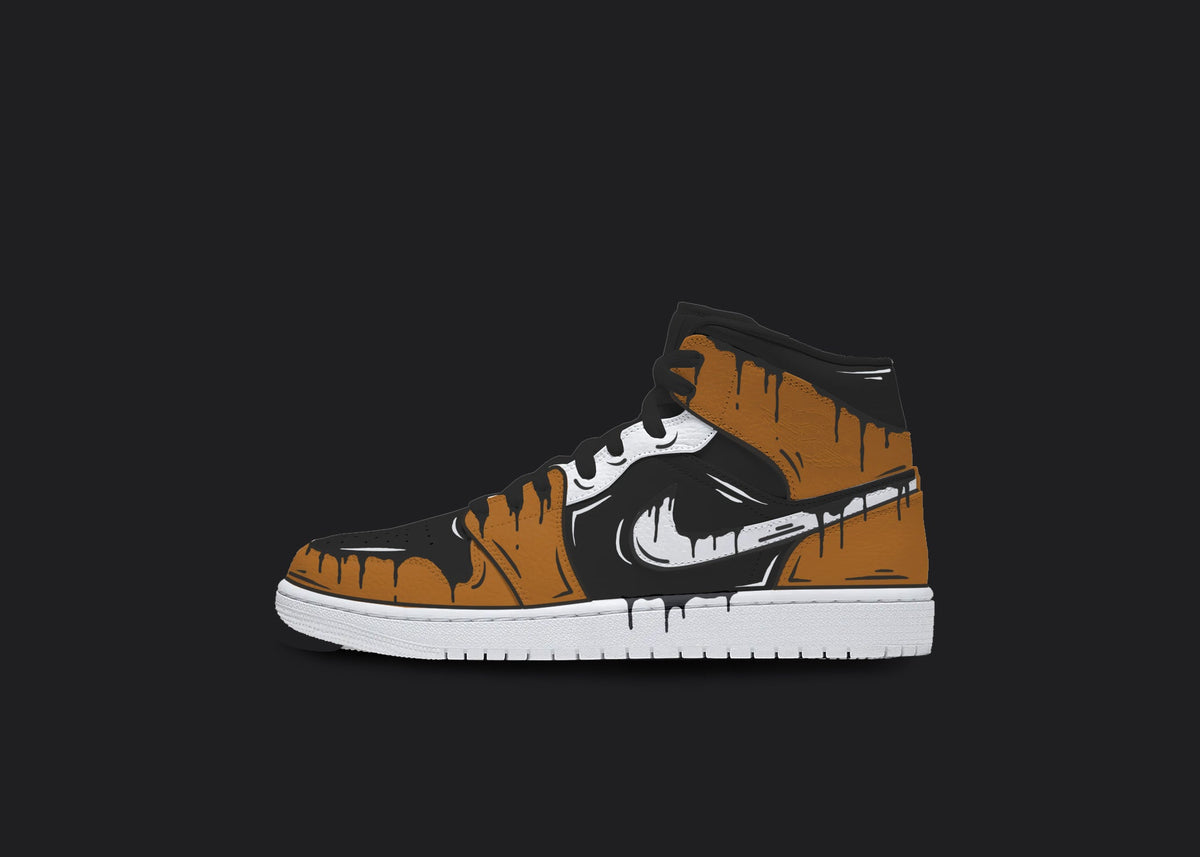 Custom Air Jordan 1 Black Brown Drip Pattern – oicustom