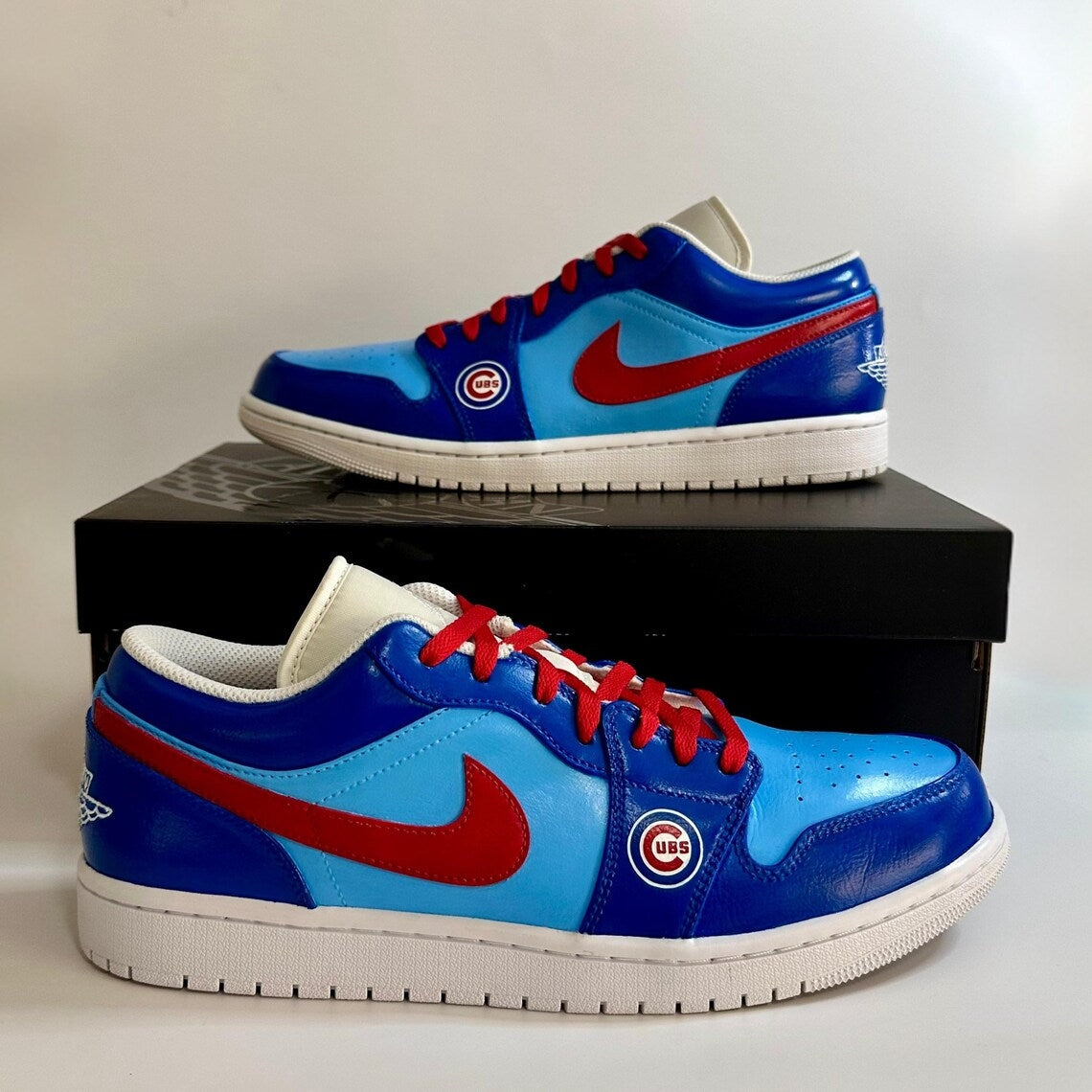 Custom Air Jordan 1 Blue Baby - Blue Red Cubs Theme – oicustom