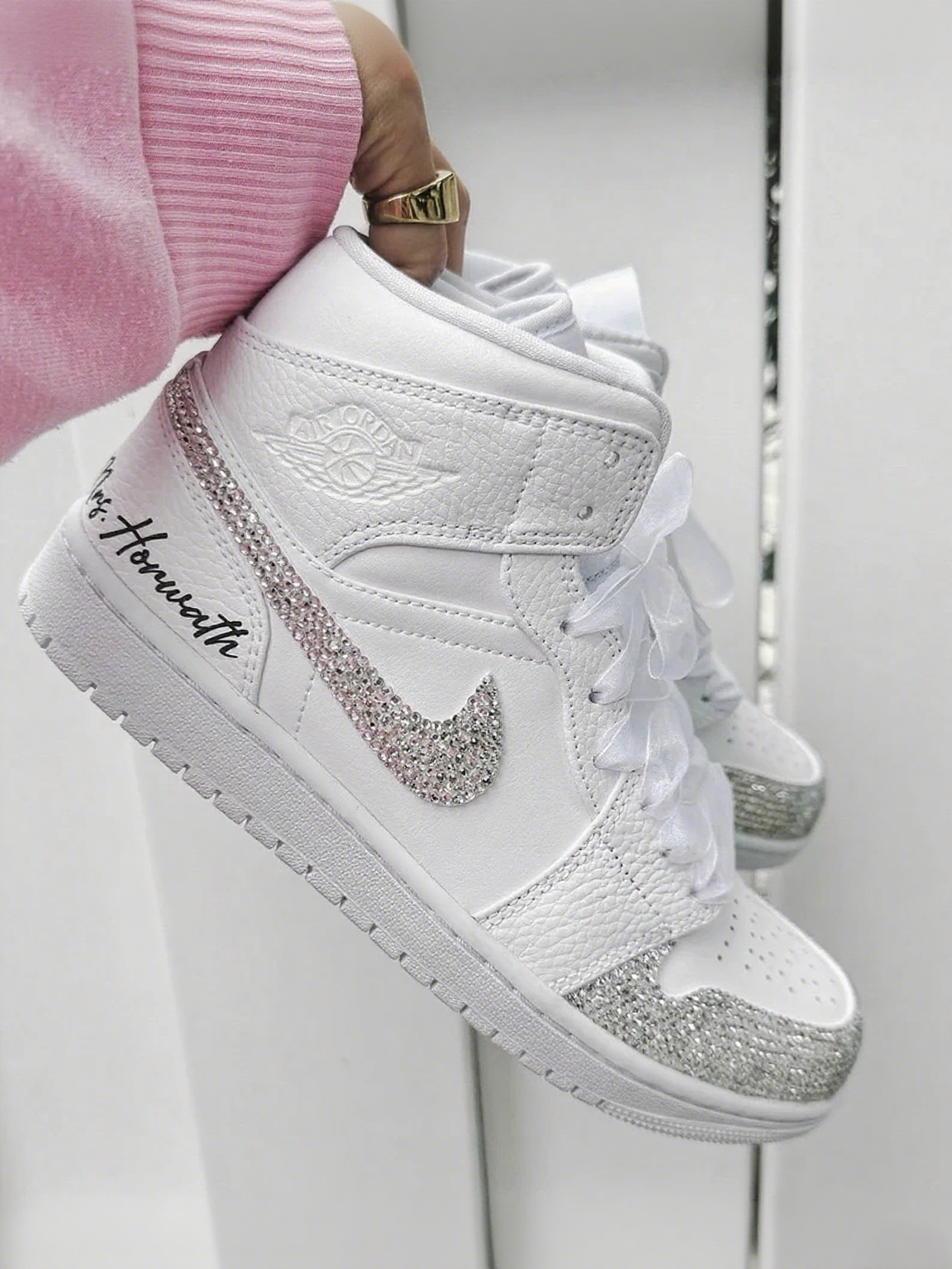 Custom Air Jordan 1 White With Diamonds – oicustom