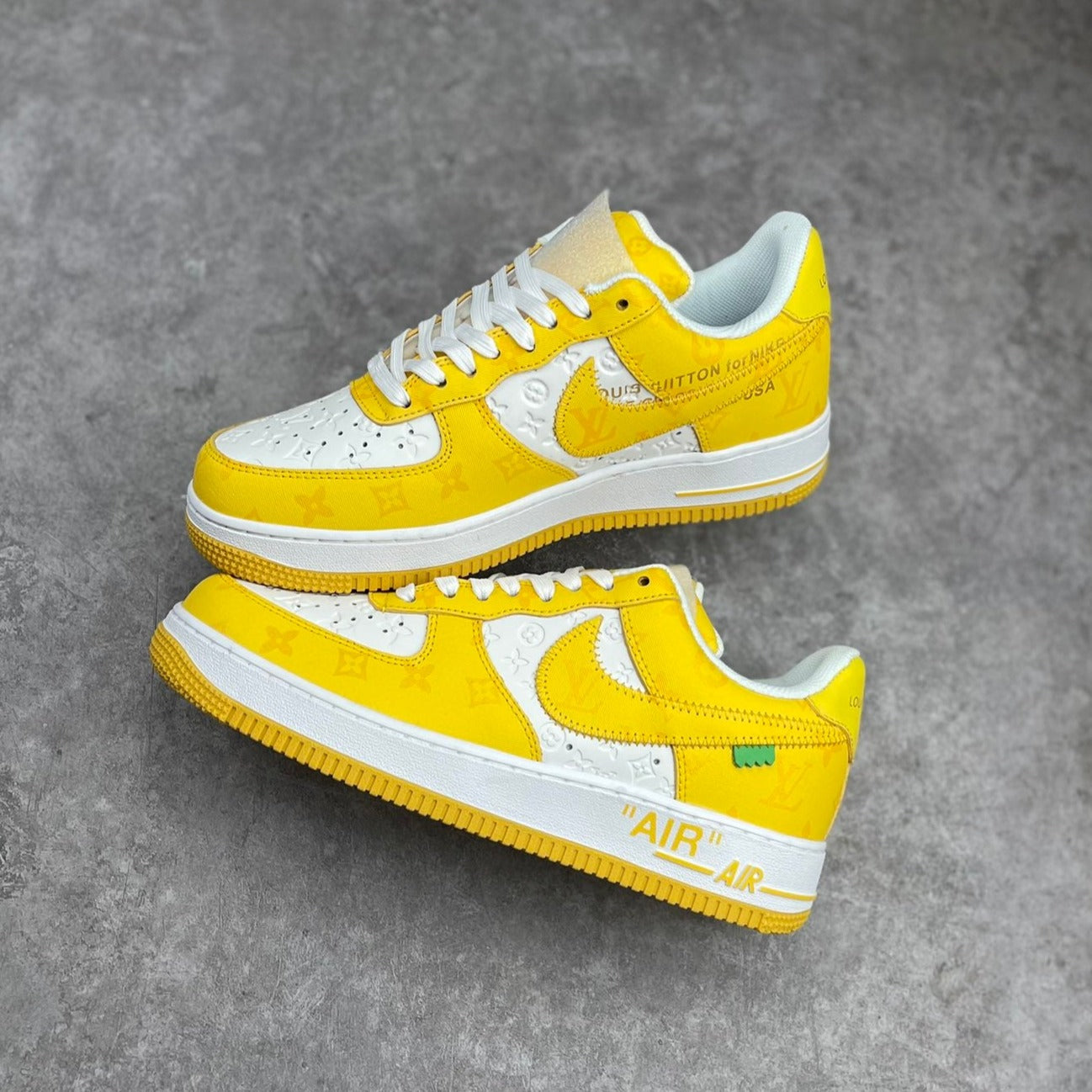 VIRGIL ABLOH Logo Print Air Force 1 Yellow – oicustom