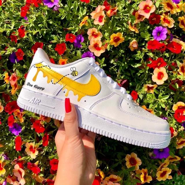 Custom Air Force 1 Bee Happy Honey Drip – oicustom