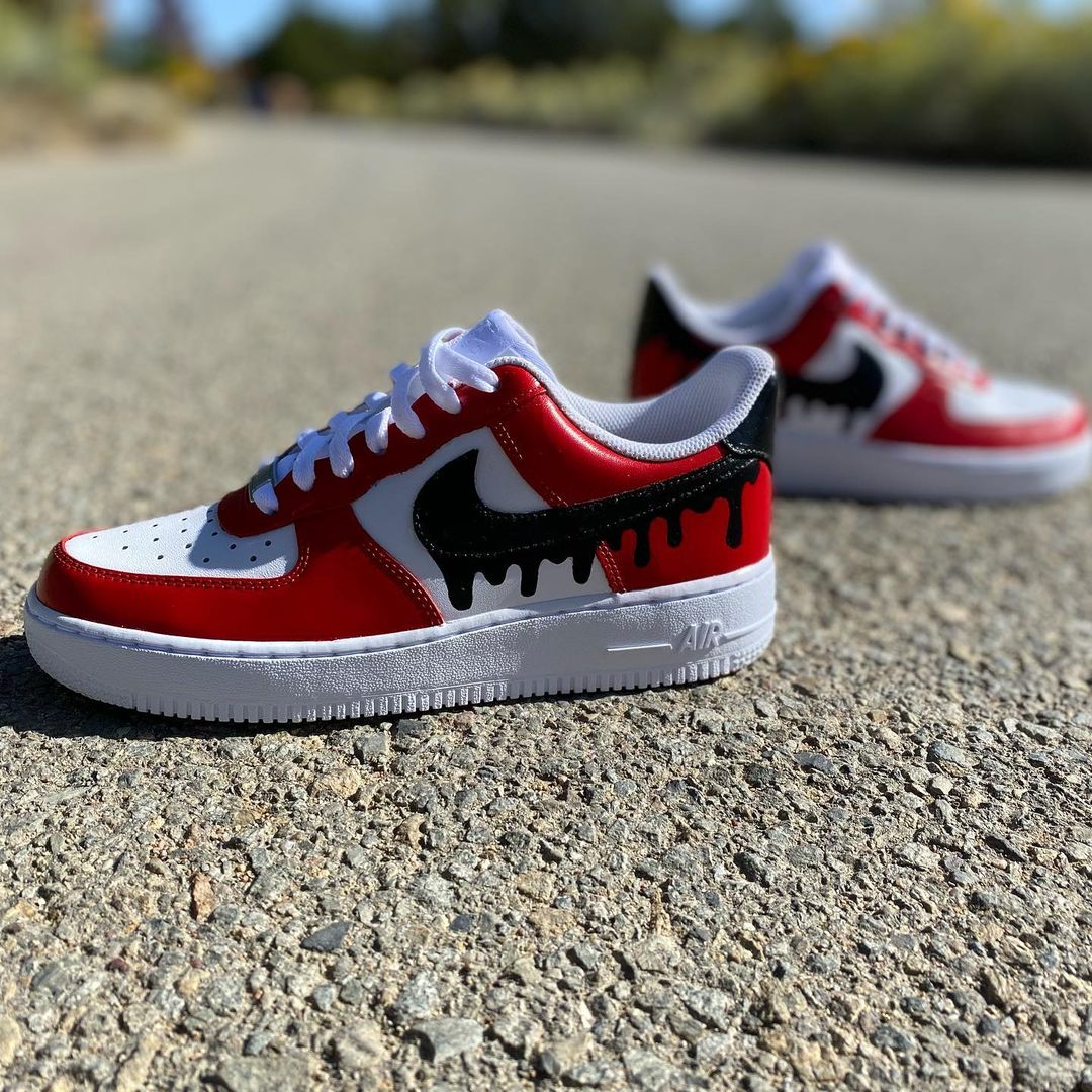 Custom Air Force 1 Red Black Drip – oicustom