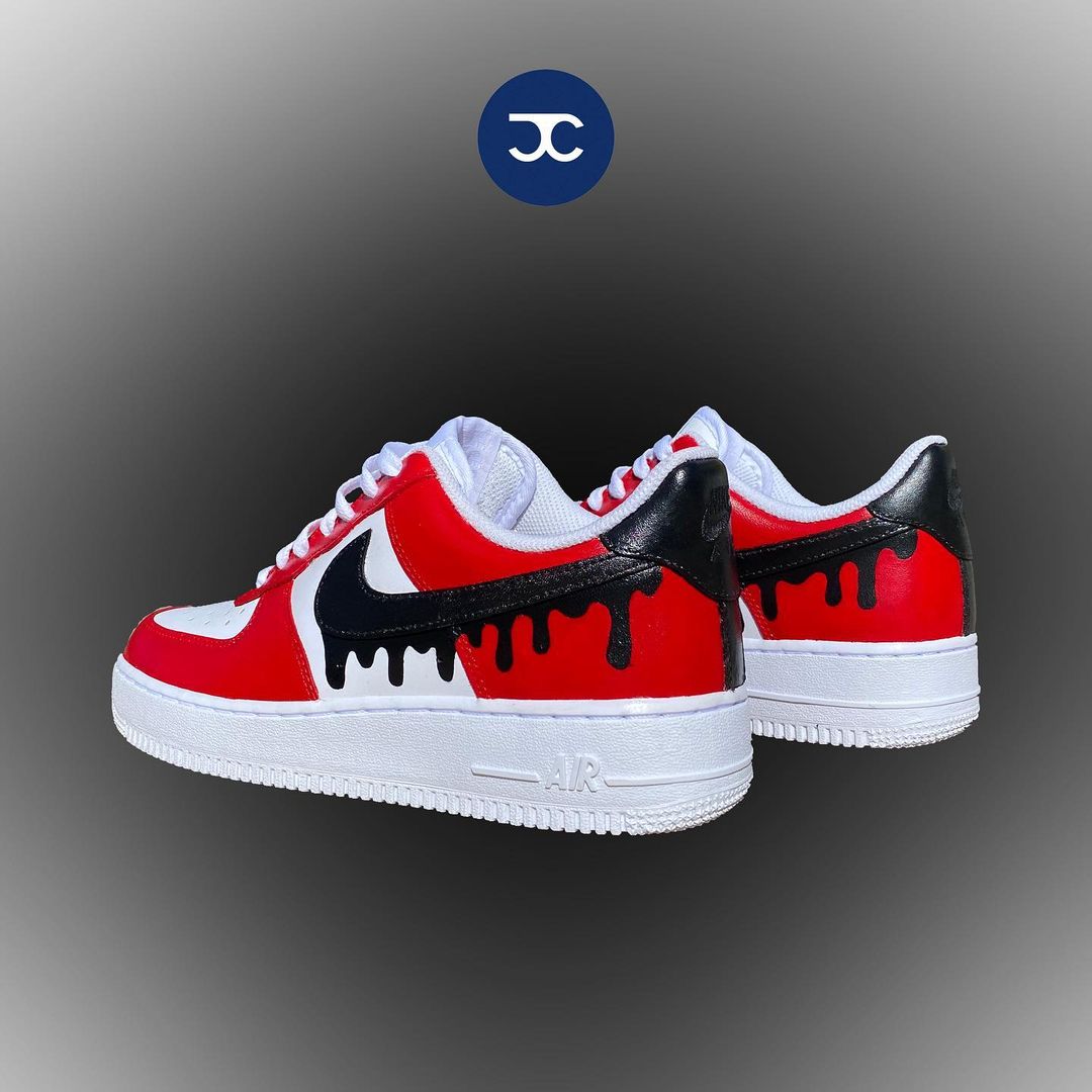 Custom Air Force 1 Red Black Drip – oicustom