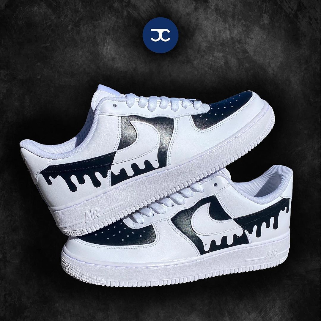 Custom Air Force 1 White Black Drip – oicustom