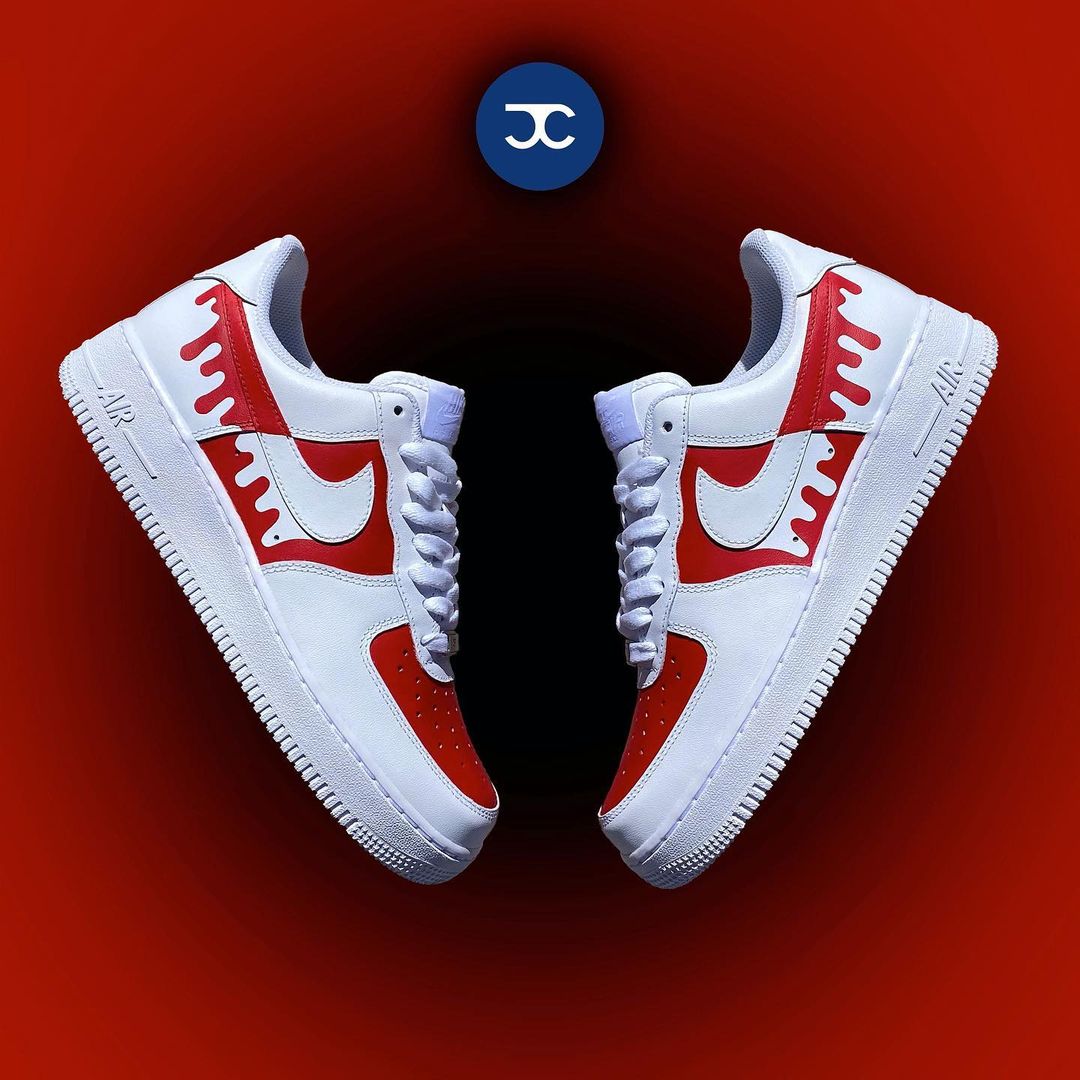 Custom Air Force 1 White Red Drip – oicustom