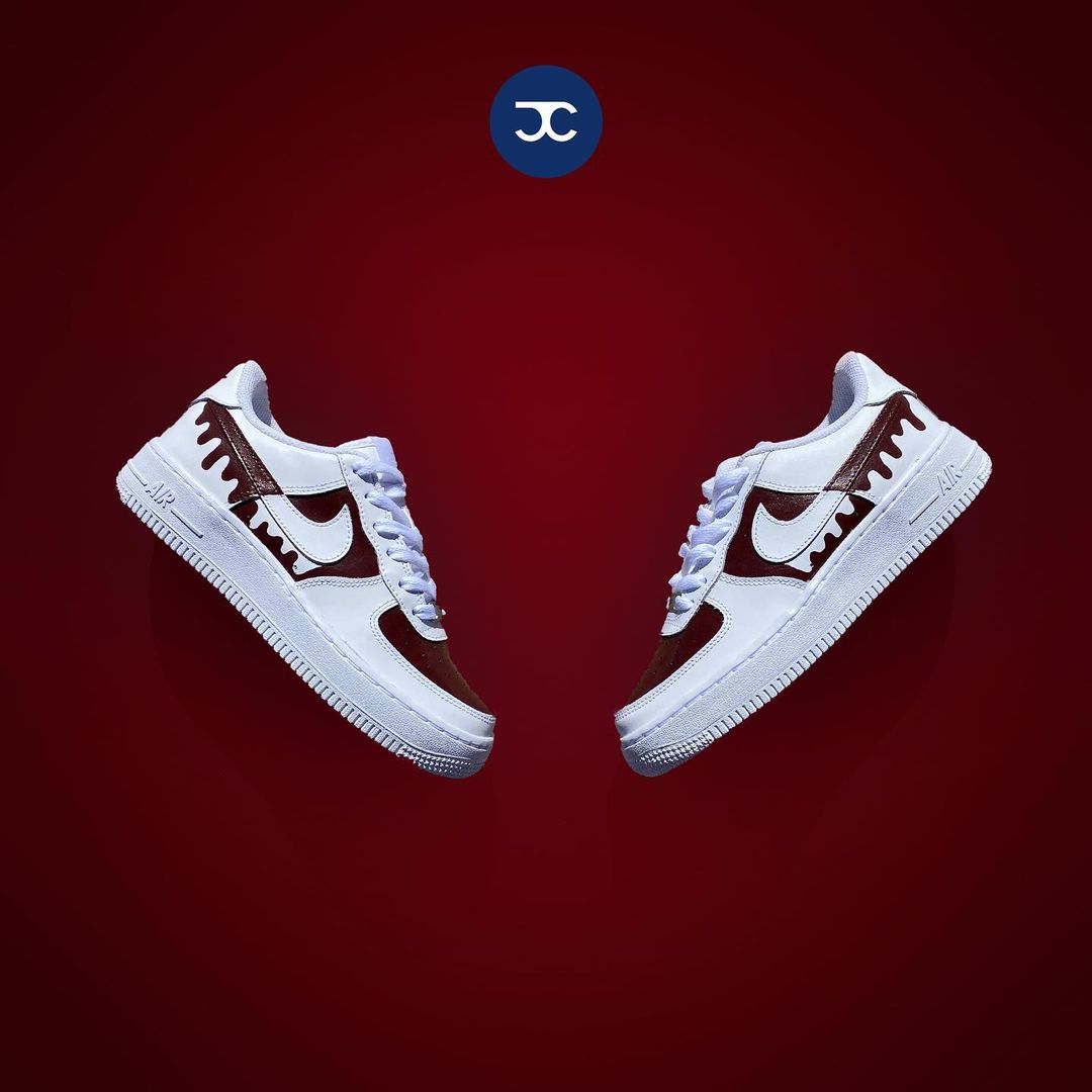 Custom Air Force 1 White Red Drip – oicustom