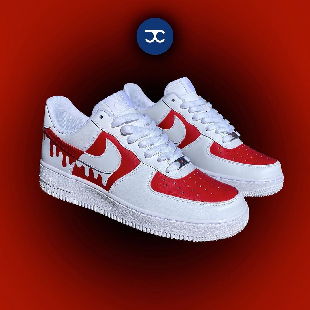 Custom Air Force 1 White Red Drip – oicustom