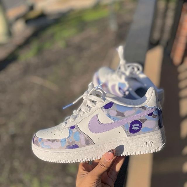 Custom Air Force One Purple Bape Af1 – oicustom