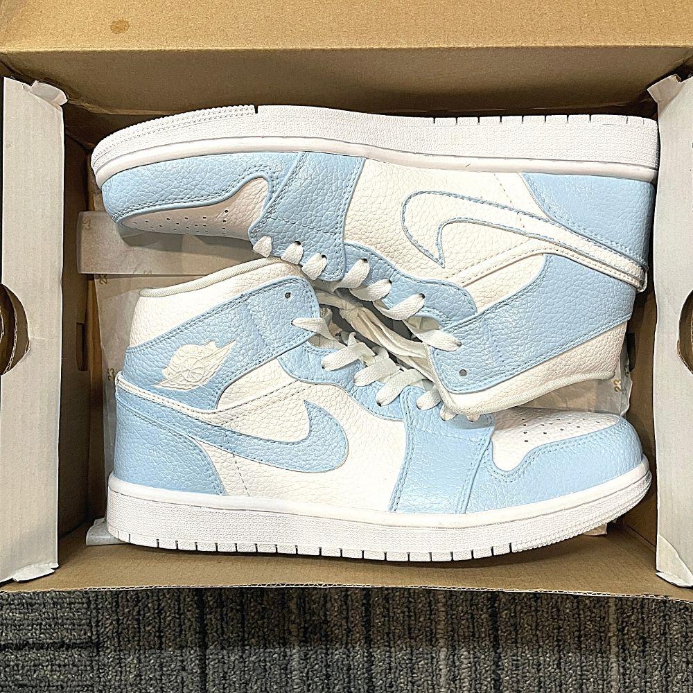 Custom Air Jordan 1 Baby Blue White Swoosh – oicustom