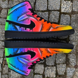 Custom Air Jordan 1 Mid Neon Flash Unique Handpainted Sneakers – oicustom