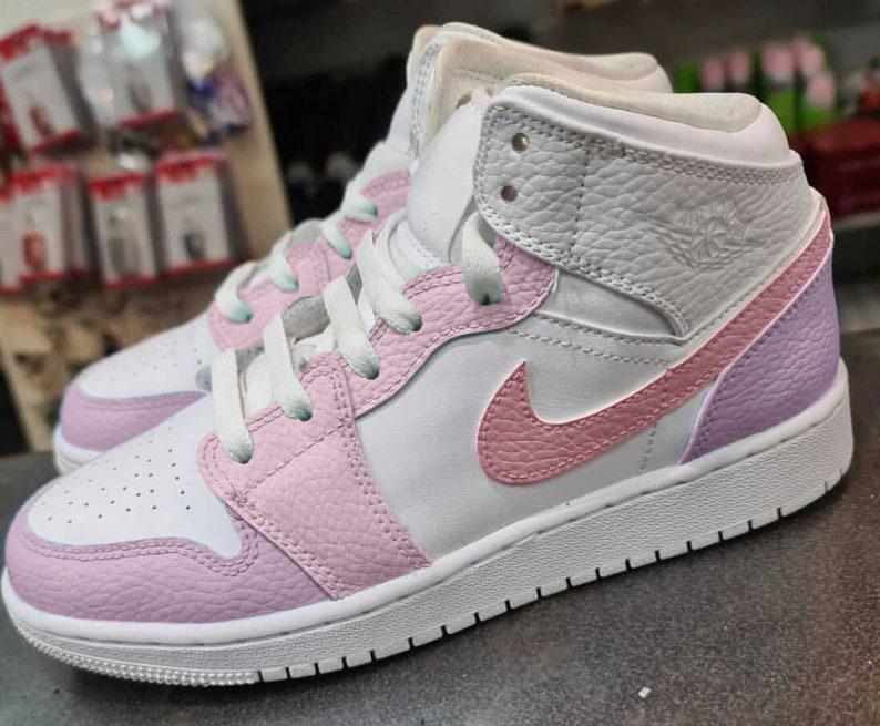 Custom Air Jordan 1 Mid pastel pink colors – oicustom