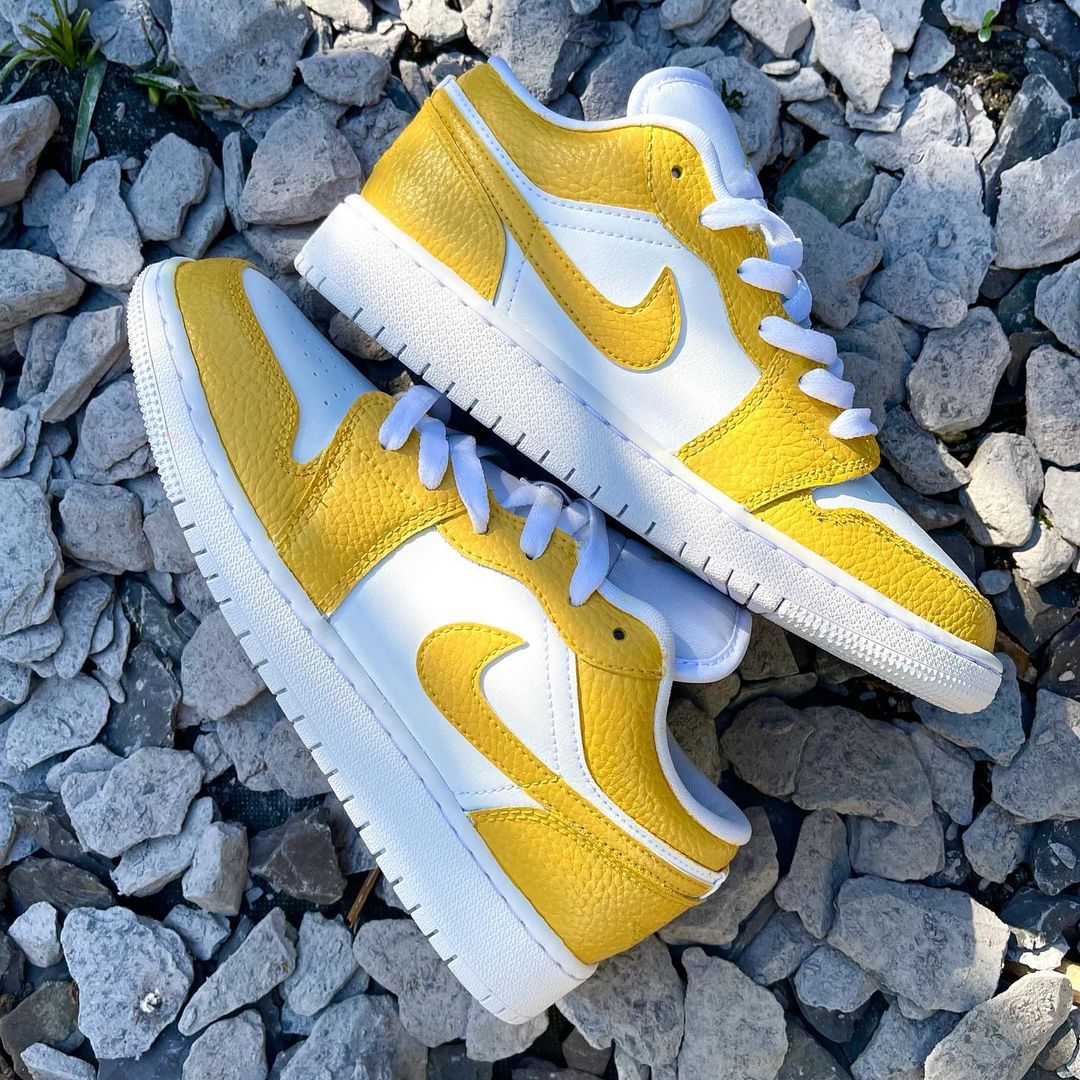 custom all yellow air jordan 1 lows – oicustom