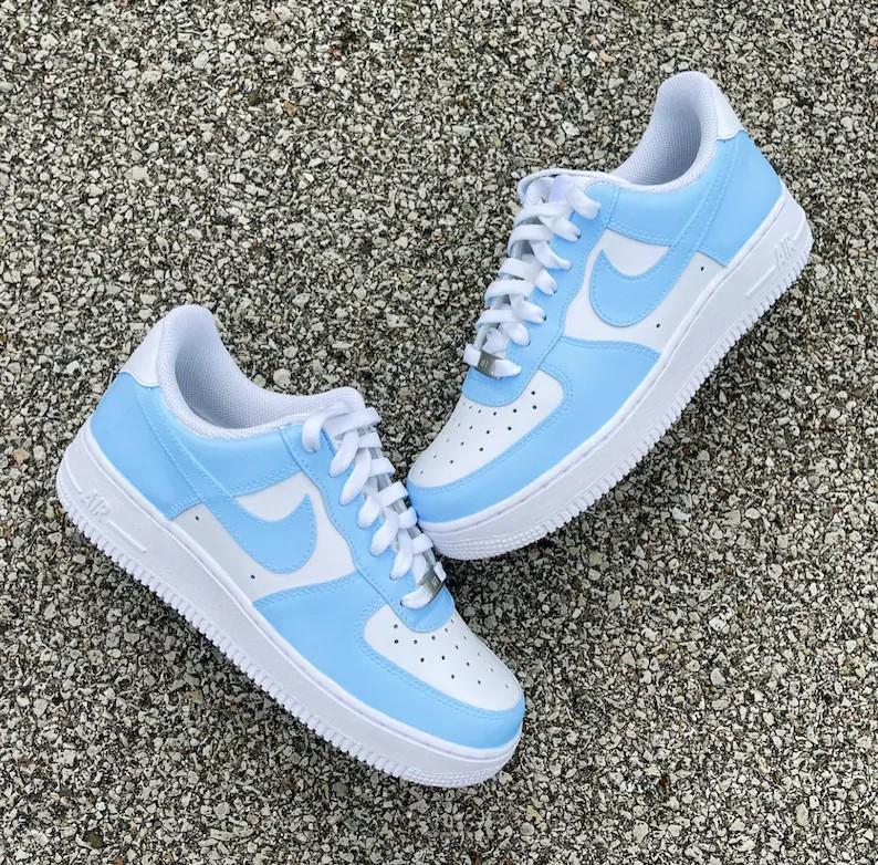 Custom Nike Air Force 1 Colorblock Baby Blue – oicustom