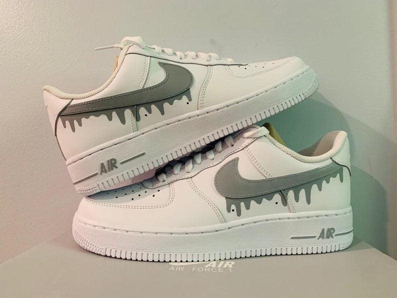 Custom Nike Air Force 1 Grey Drip – oicustom