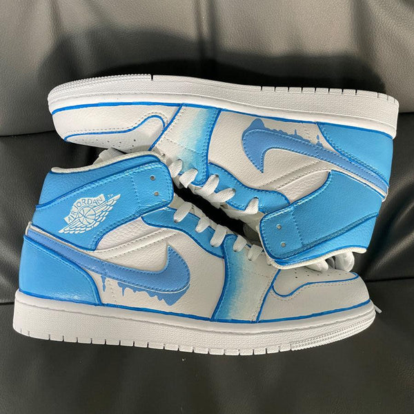 Custom Nike Air Jordan 1 Mid Blue Drip – oicustom