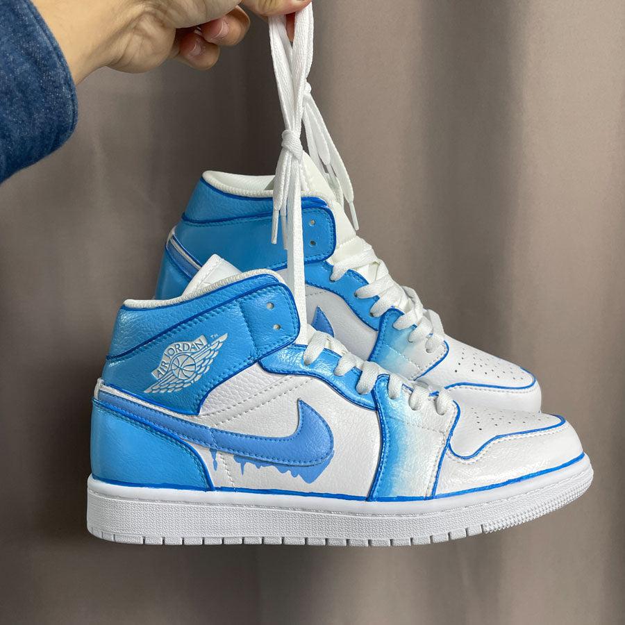 Custom Nike Air Jordan 1 Mid Blue Drip – oicustom